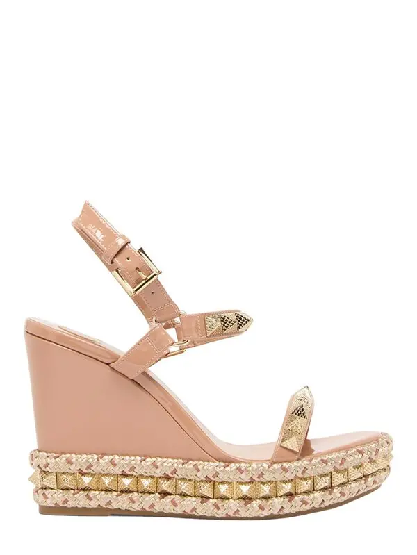 CHRISTIAN LOUBOUTIN Pyraclou 110mm Wedge Sandals - Blush