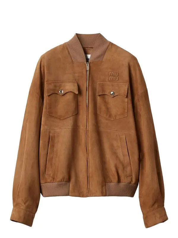 Miu Miu Suede Nappa Leather Jacket - Maple Brown