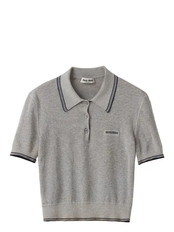 Miu Miu Cotton Jersey Polo Shirt - Marble/blue