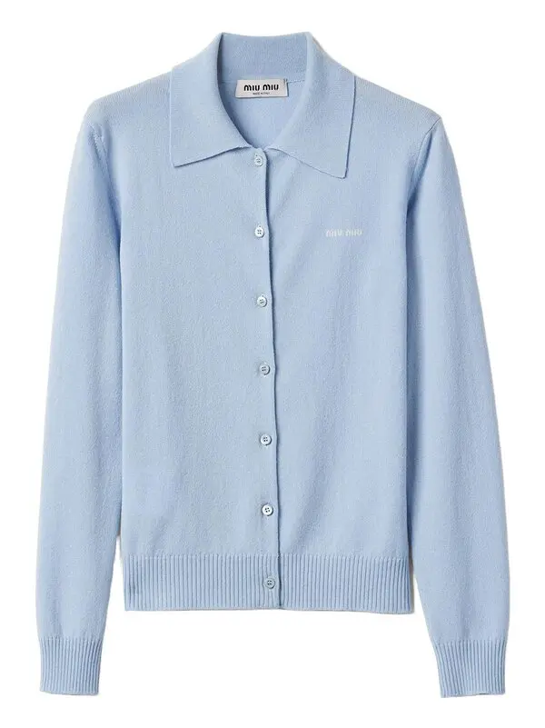 Miu Miu Cashmere Knit Cardigan - Sky Blue