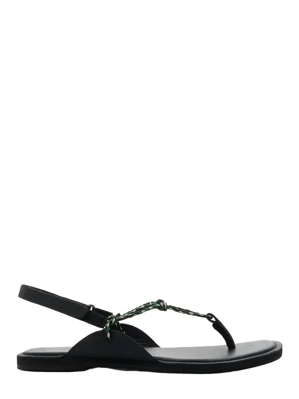 ST. AGNI Woven Leather Thong Sandals - Green