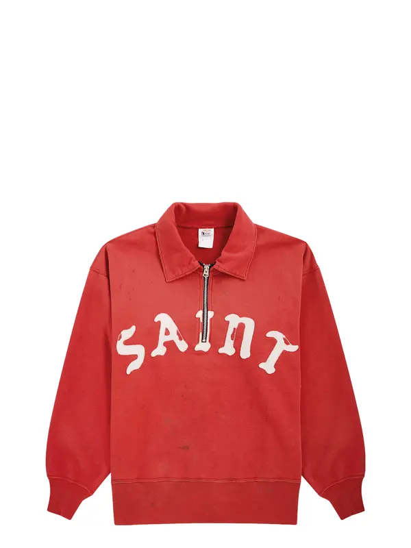 SAINT MXXXXXX Half-zip Cotton Sweatshirt - Red