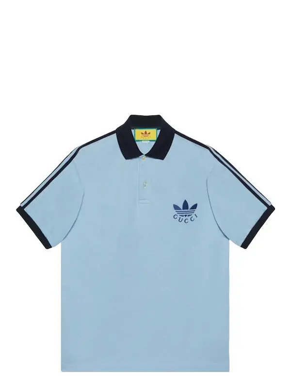 Gucci X Adidas Piquet Polo Shirt - Blue