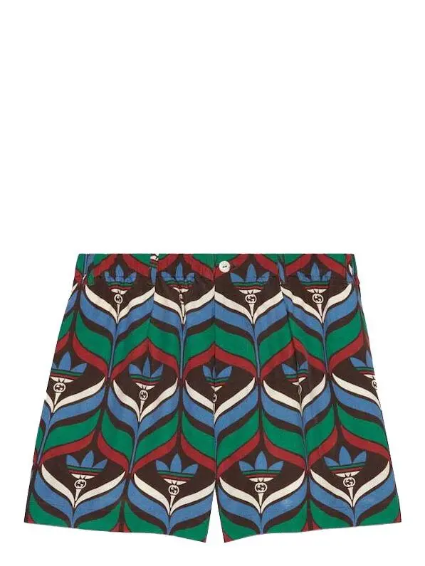 Gucci X Adidas Trefoil Print Shorts - Brown/green