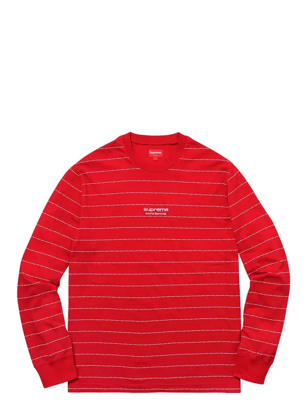 Supreme Logo Stripe Long Sleeve Top - Red