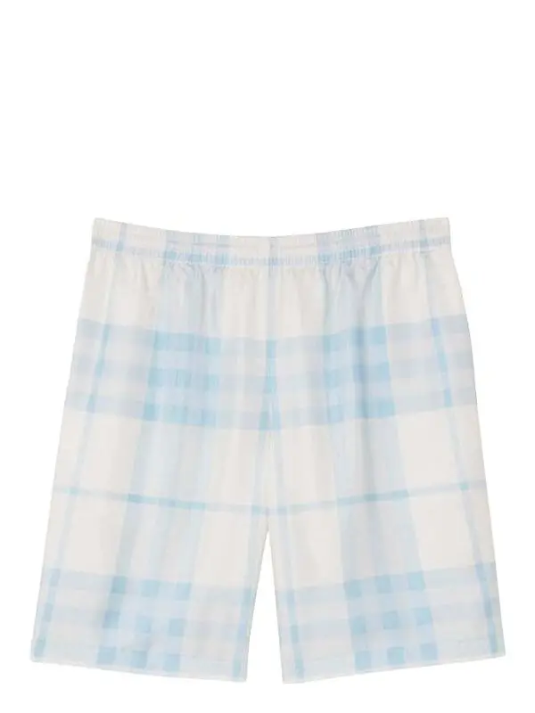 Burberry Silk Twill Check Shorts - Blue