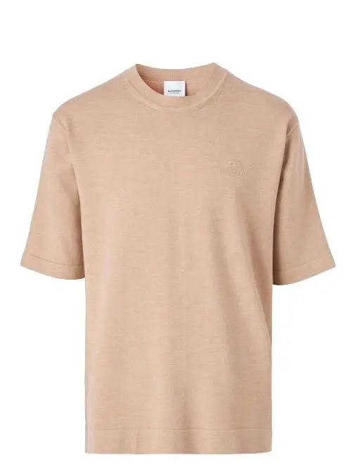 Burberry Monogram Motif Woolsilk T-shirt - Beige