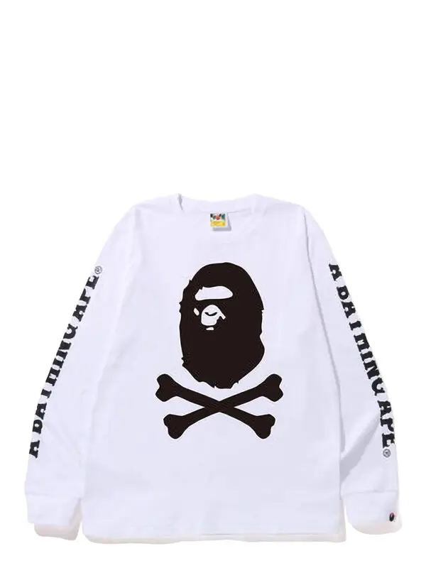 A BATHING APE Crossbone Long Sleeve Tee Shirt - White