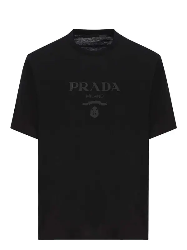 Prada Logo Printed Shortsleeved T-shirt - Black