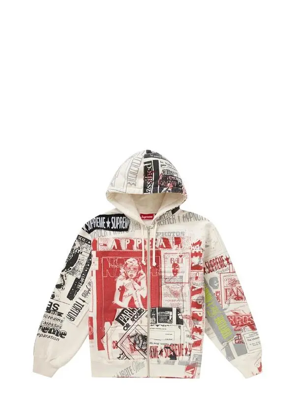 Supreme Collage Zip Up Hooded Sweatshirt - White