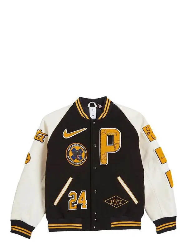 Nike X Patta Running Team Varsity Jacket - Black/yellow/white