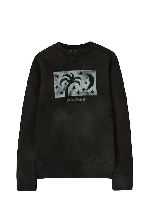 Palm Angels Garment Dye Nightsky Sweatshirt - Black/silver