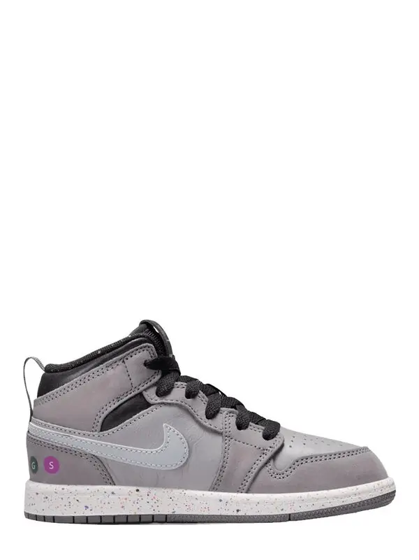 JORDAN 1 Mid Wings Nyc Subway Sneakers - Gunsmoke/matte Silver/black