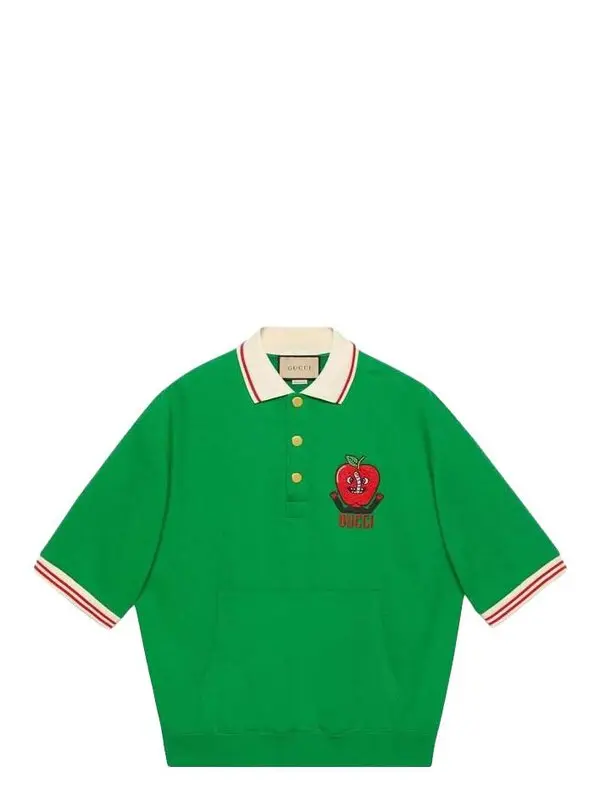 Gucci Embroidered Apple Logo Polo Shirt - Green