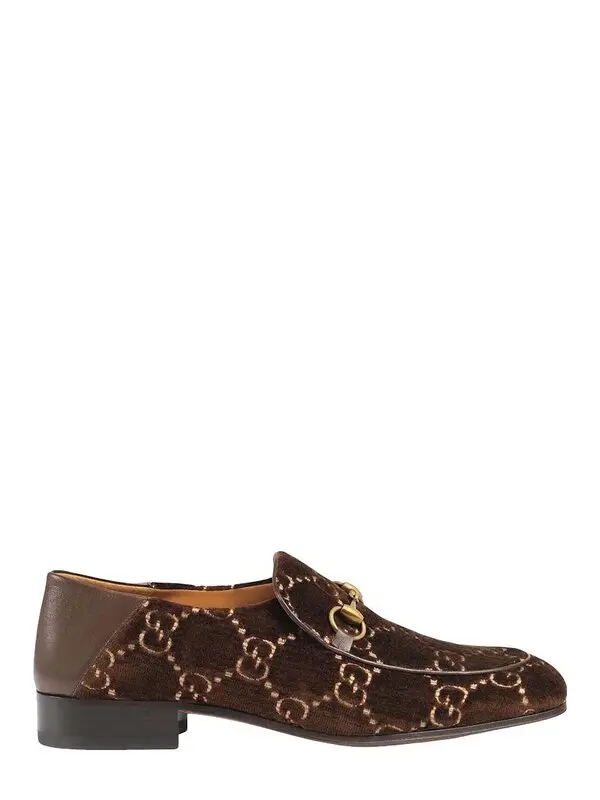 Gucci Jordaan Horsebit Gg Velvet Loafer - Brown