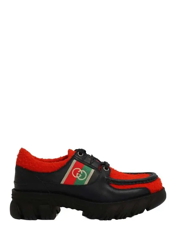 Gucci Interlocking G Lace-up Derbysin - Red/black