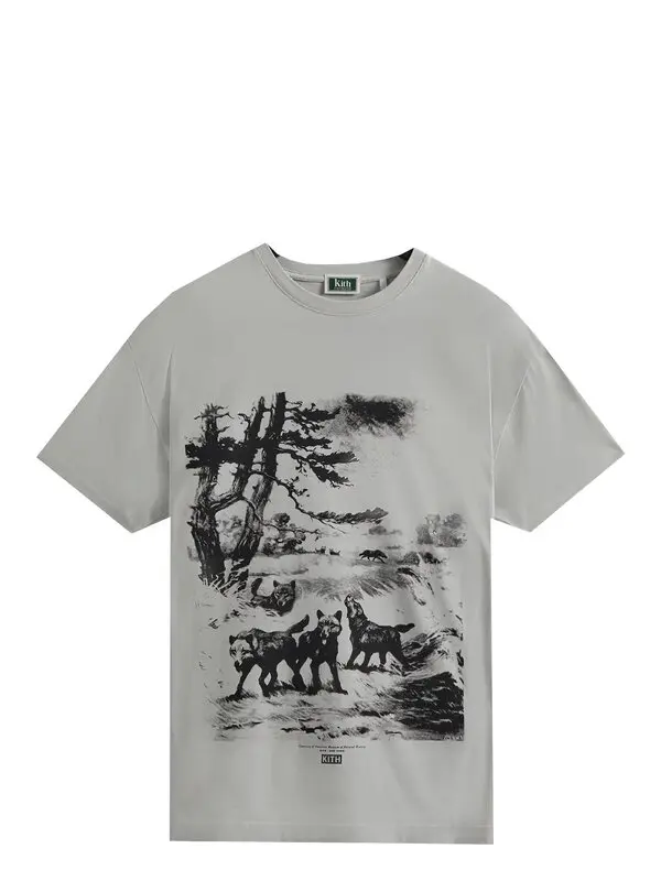Kith Amnh Wolves Vintage Tee Shirt - Concrete
