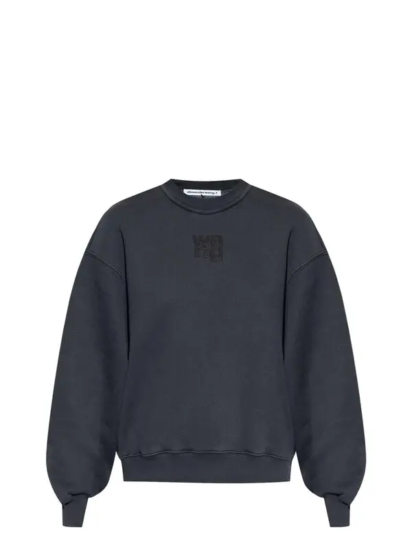 Alexander Wang Puff Paint Logo Terry Crew Sweatshirt - Soft Obsidian