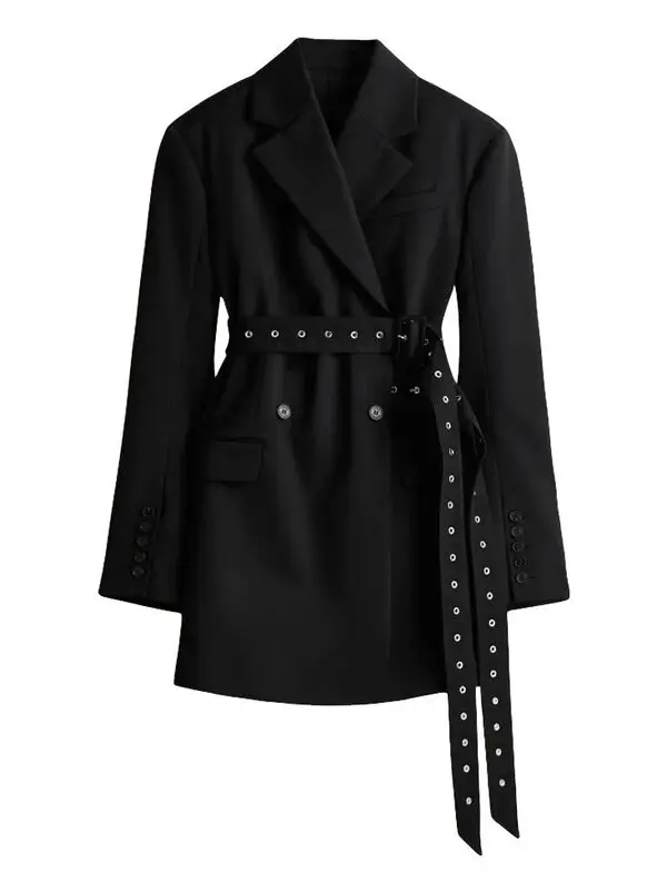 Rokh H&m Belted Wool Blazer - Black