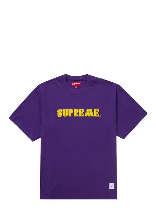 Supreme Stencil Embroidered Short Sleeve Top - Purple