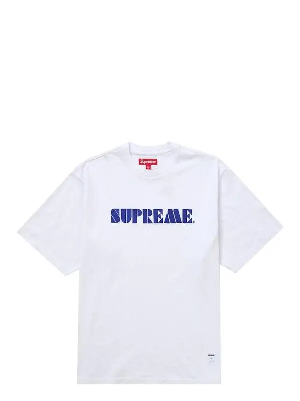 Supreme Stencil Embroidered Short Sleeve Top - White