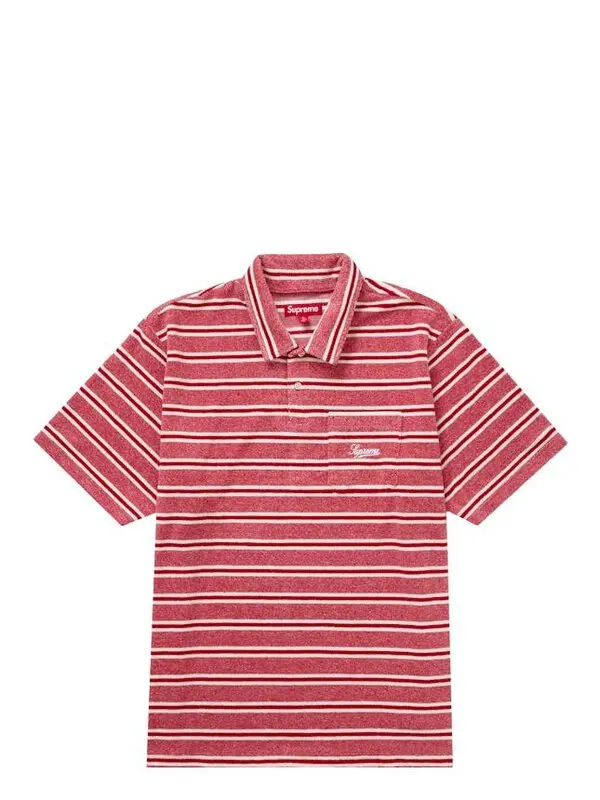 Supreme Stripe Terry Polo Shirt - Red
