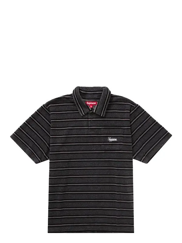 Supreme Stripe Terry Polo Shirt - Black
