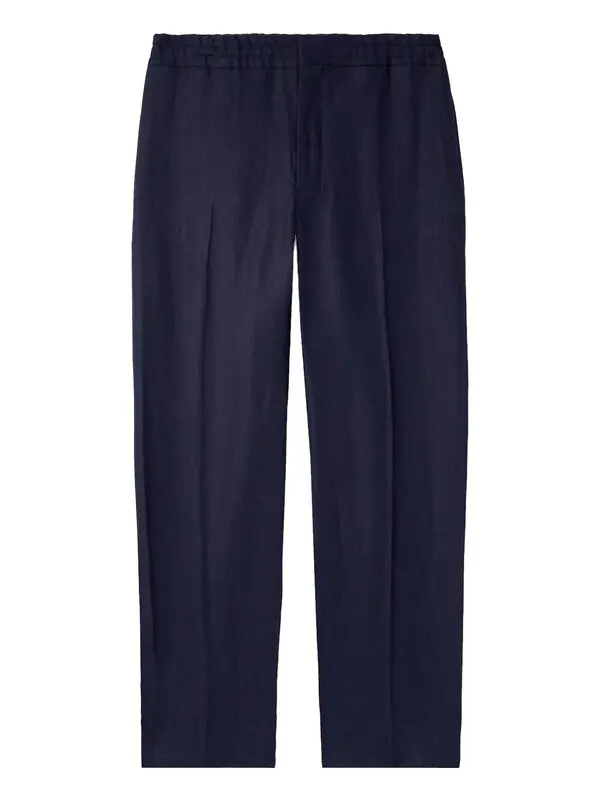 Zegna Tapered Oasi Linen Trousers - Blue
