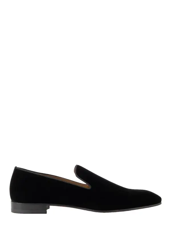 CHRISTIAN LOUBOUTIN Dandelion Grosgrain-trimmed Velvet Loafers - Black