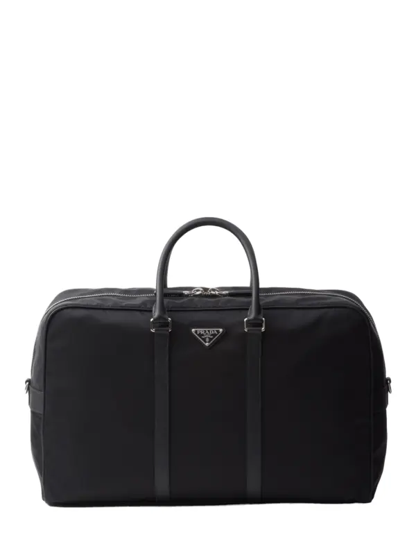 Prada Re-nylon And Saffiano Leather Duffle Bag - Black