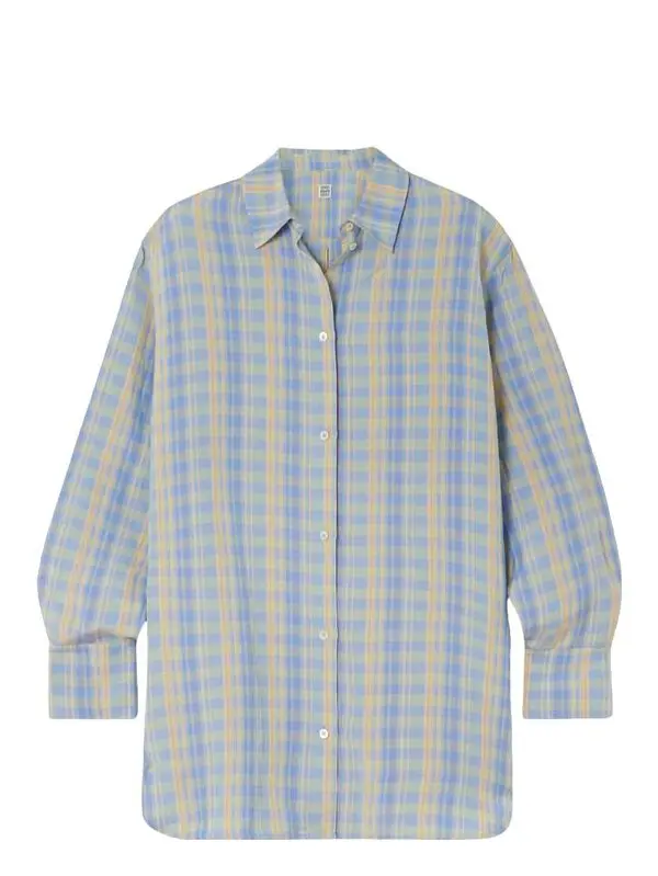 TOTEME Checked Linen-blend Shirt - Blue