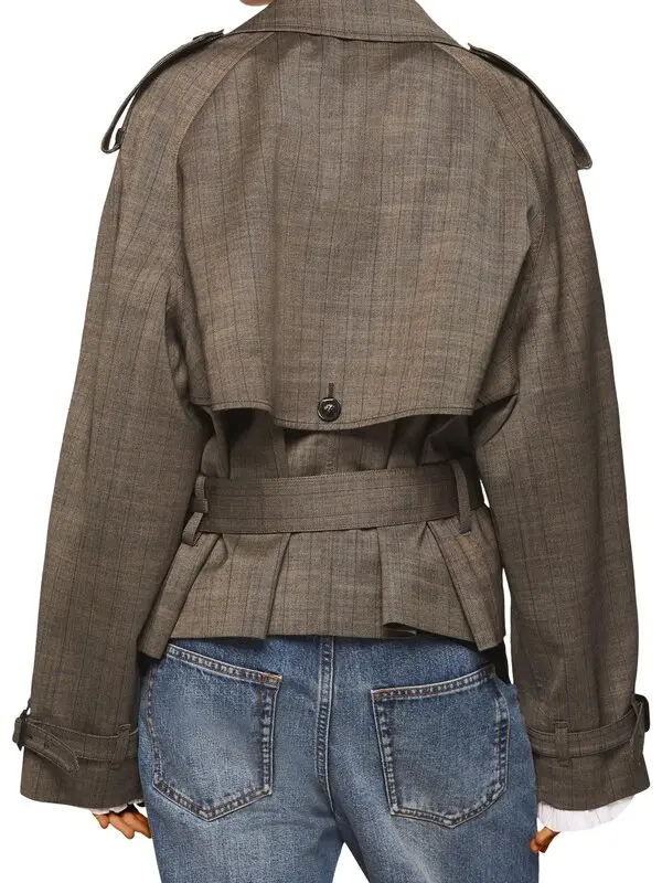 Stella McCartney Cropped Wool Trench Jacket - Pinstripe
