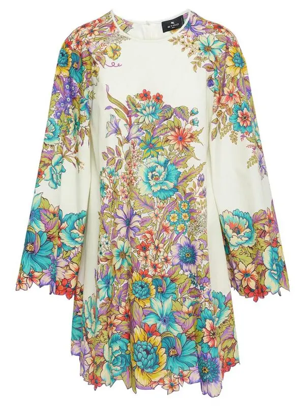 Etro Floral Cotton Poplin Mini Dress - Multicoloured