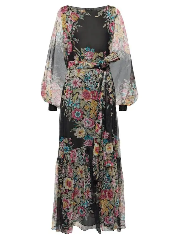 Etro Floral Silk Gown - Black