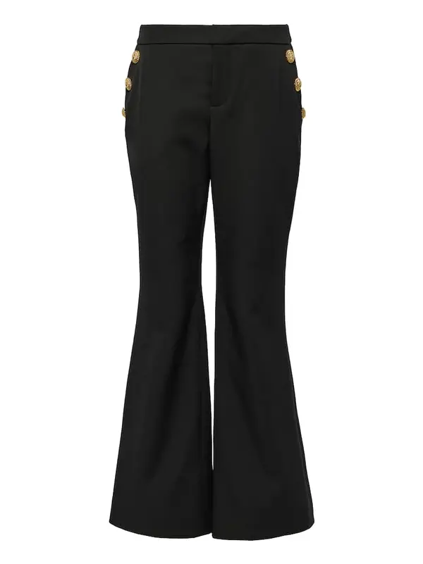 Balmain Virgin Wool Flared Trousers - Black