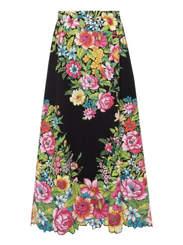 Etro Floral Cotton Maxi Skirt - Black