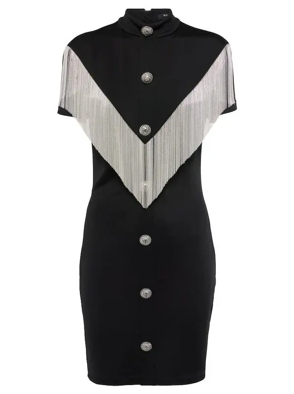 Balmain Embellished Fringed Minidress - Black