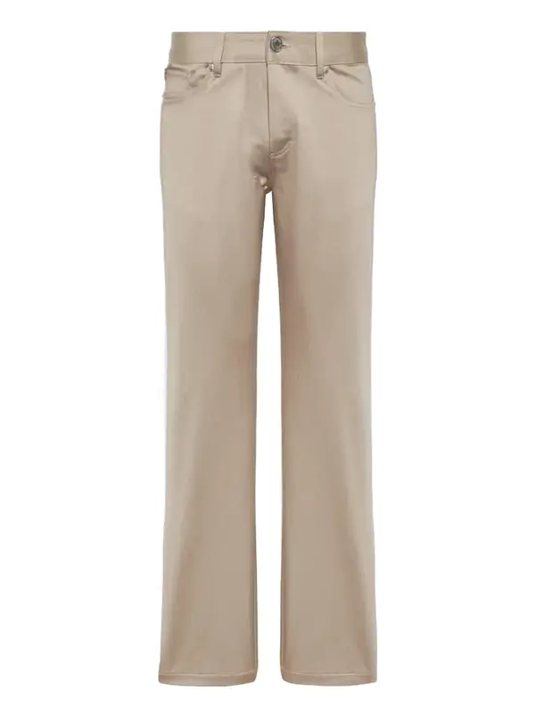 Ami Cotton Satin Straight Trousers - Beige
