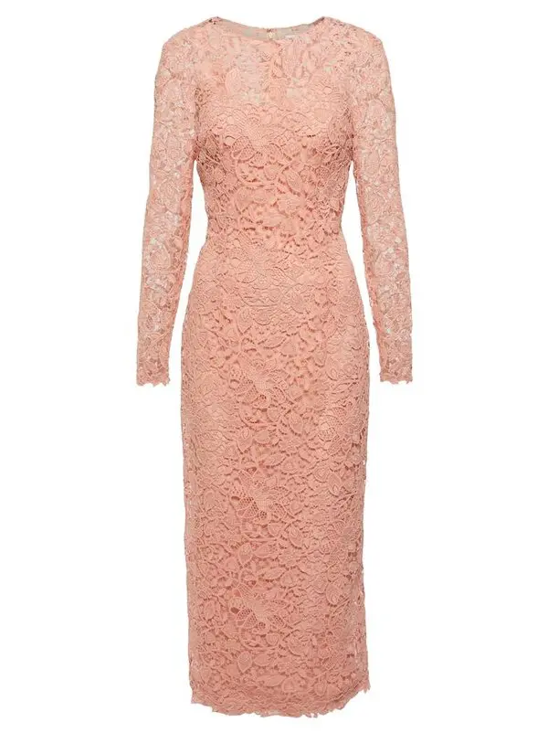 Carolina Herrera Lace Midi Dress - Pink