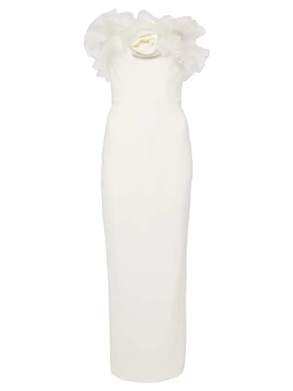 Alessandra Rich Organza-trimmed Cady Gown - White