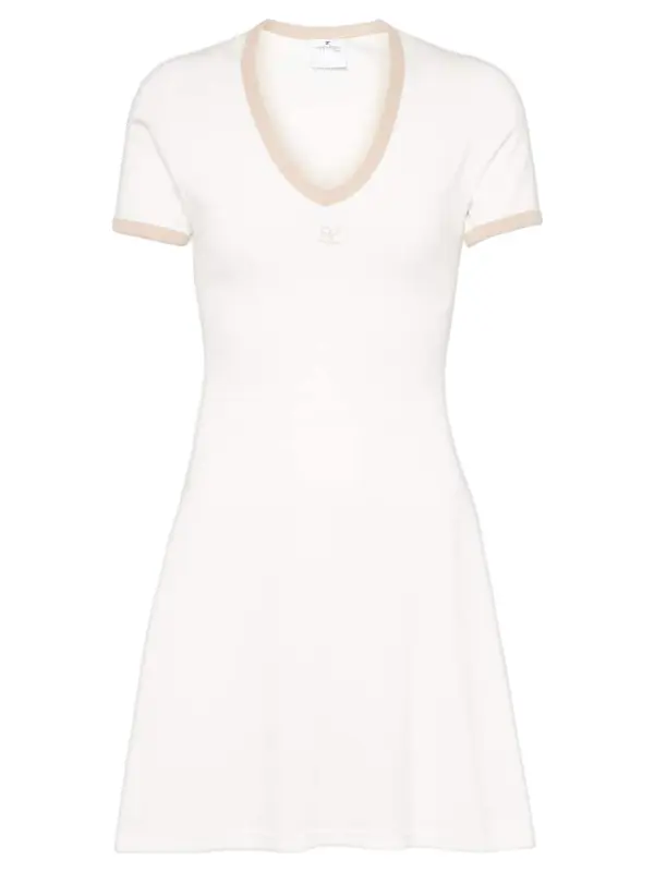 COURREGES Courrèges Logo Cotton Minidress - White