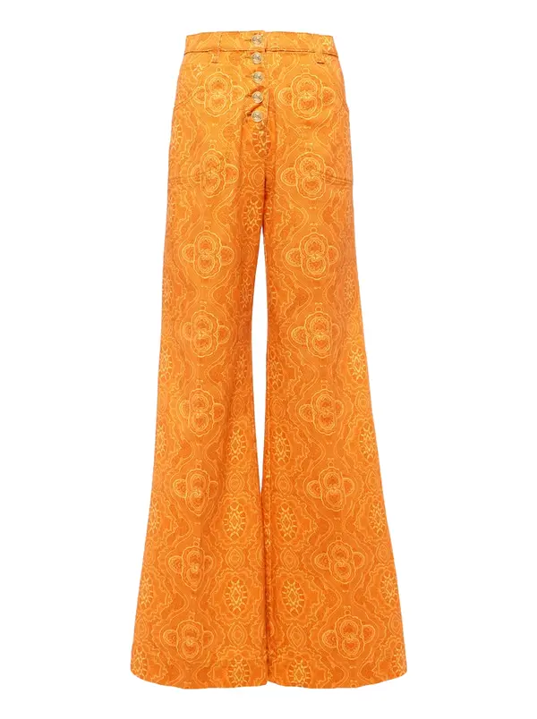Etro Printed High-rise Flared Jeans - Orange