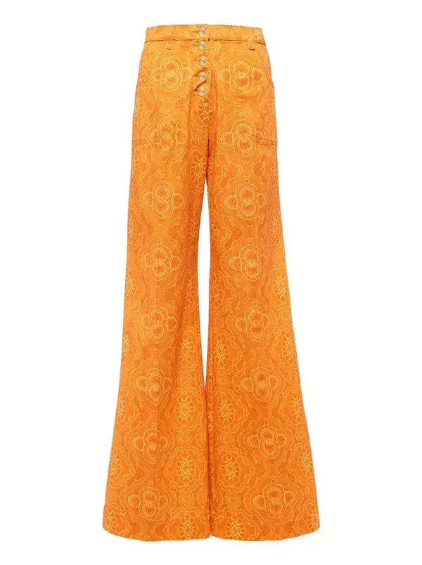 Etro Printed High-rise Flared Jeans - Orange