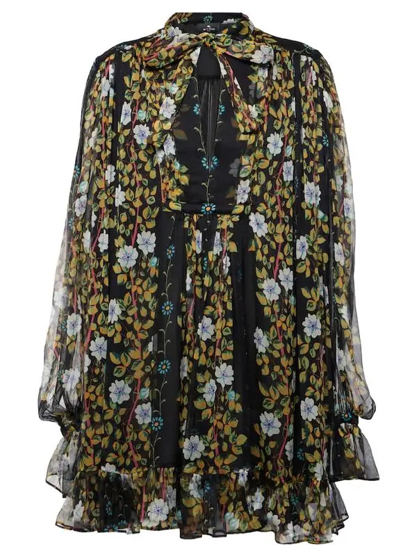 Etro Floral Silk Crepon Mini Dress - Multicoloured