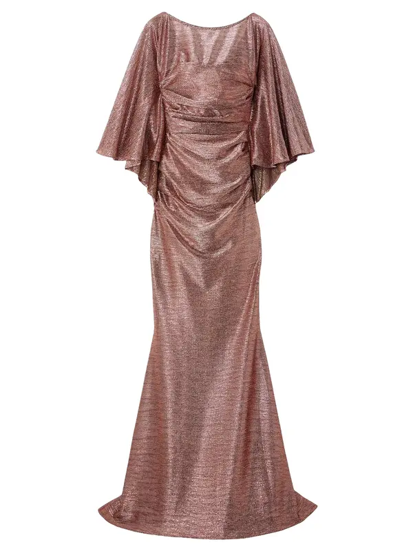 Talbot Runhof Cape-effect Ruched Gown - Rose Gold