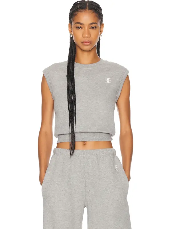 Eterne Sleeveless Crewneck Top - Heather Grey
