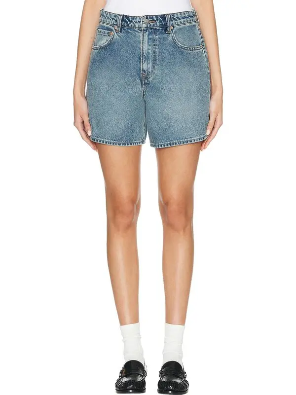 GRLFRND Reggie Mid-rise Denim Mom Shorts - Rolling Hills