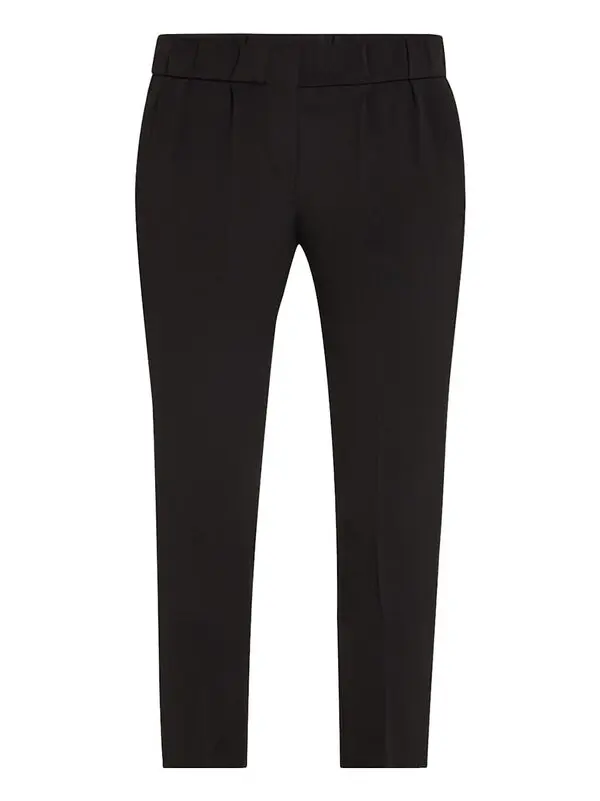 Brunello Cucinelli Silk Crepe Cropped Pants - Black
