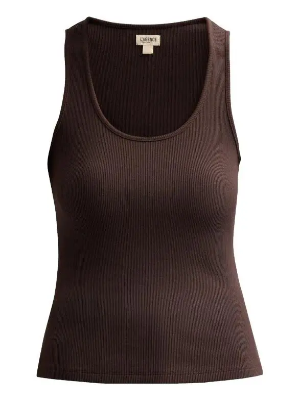 L'AGENCE Adira Rib-knit Tank - Dark Java