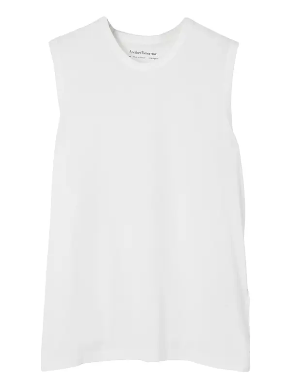 Another Tomorrow Organic Cotton-jersey Tank Top - White